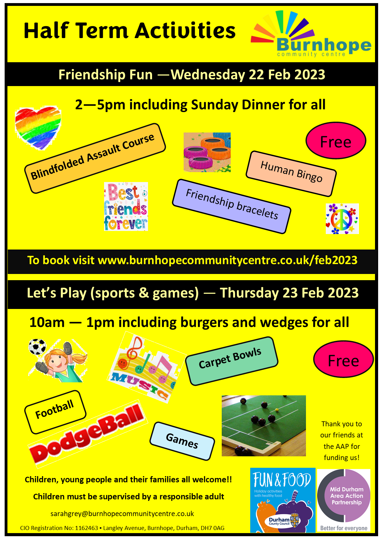 February Half Term Activities 2023 – Burnhope Community Centre