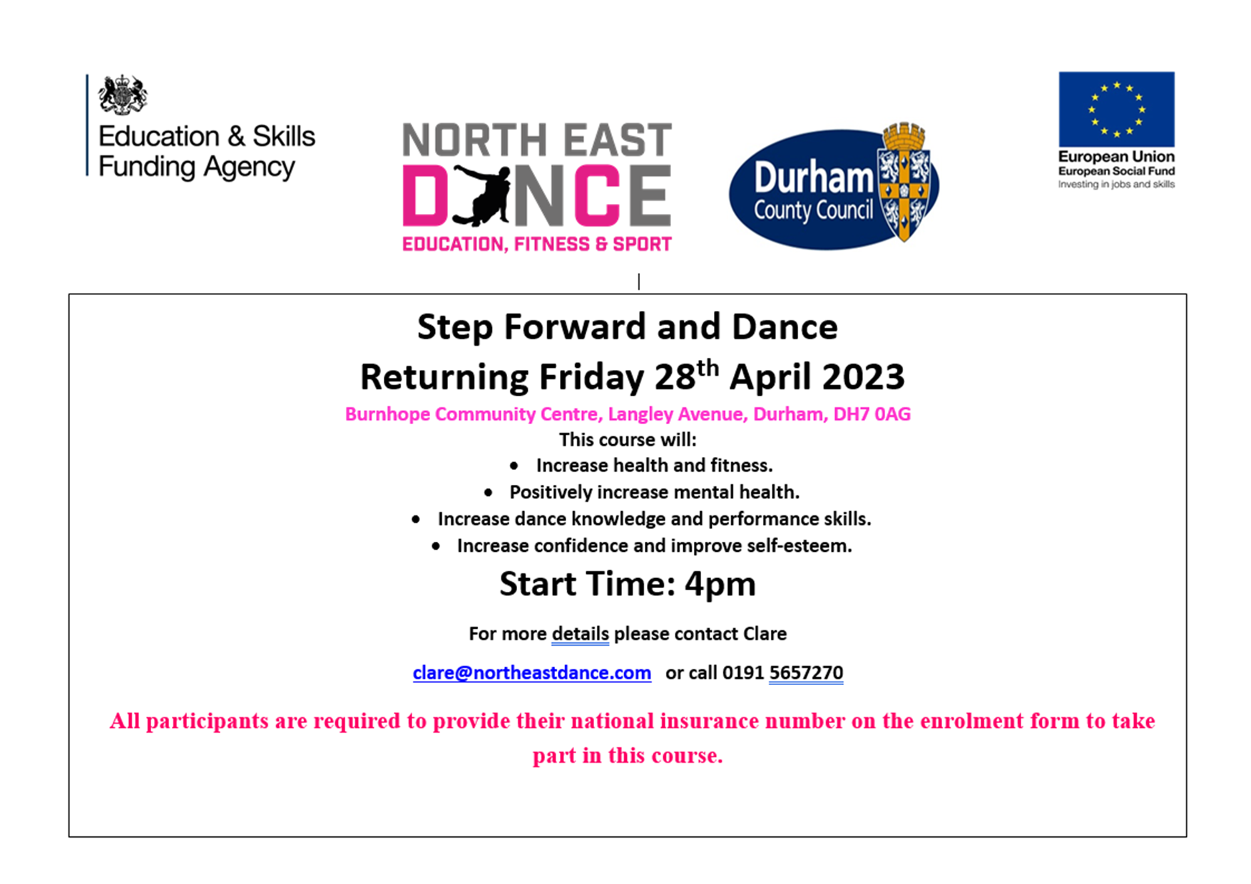 Step Forward and Dance – North East Dance – Burnhope Community Centre