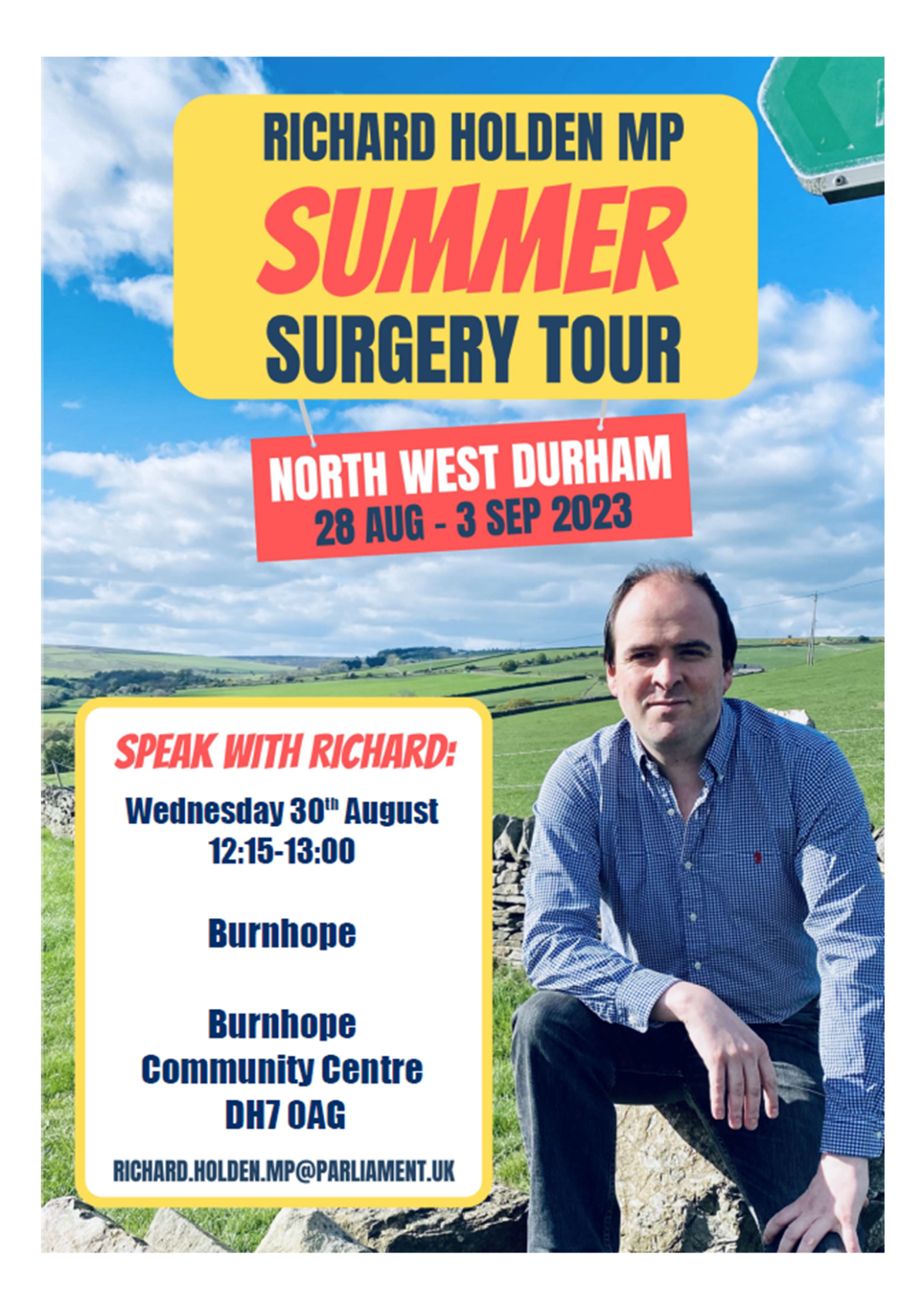 Richard Holden MP Summer Surgery – Burnhope Community Centre